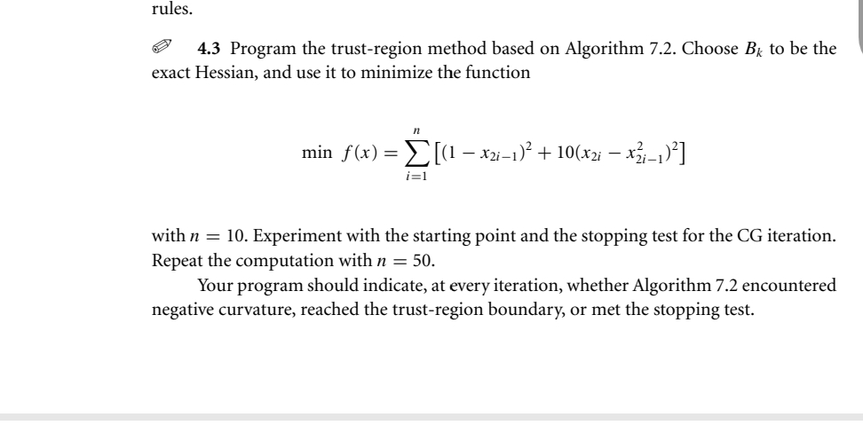 Solved rules.4.3 ﻿Program using MATALAB the trust-region | Chegg.com
