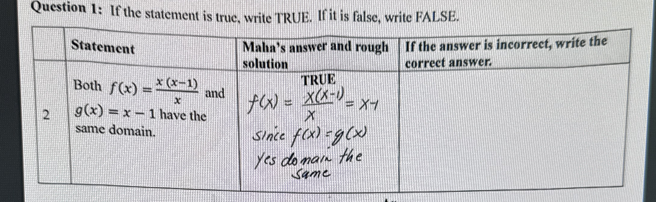 Solved Question 1: If the statement is true, write TRUE. If | Chegg.com