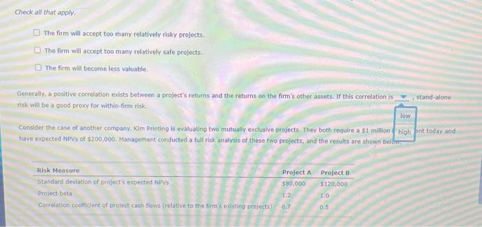 Understanding risks that affect projects and the | Chegg.com