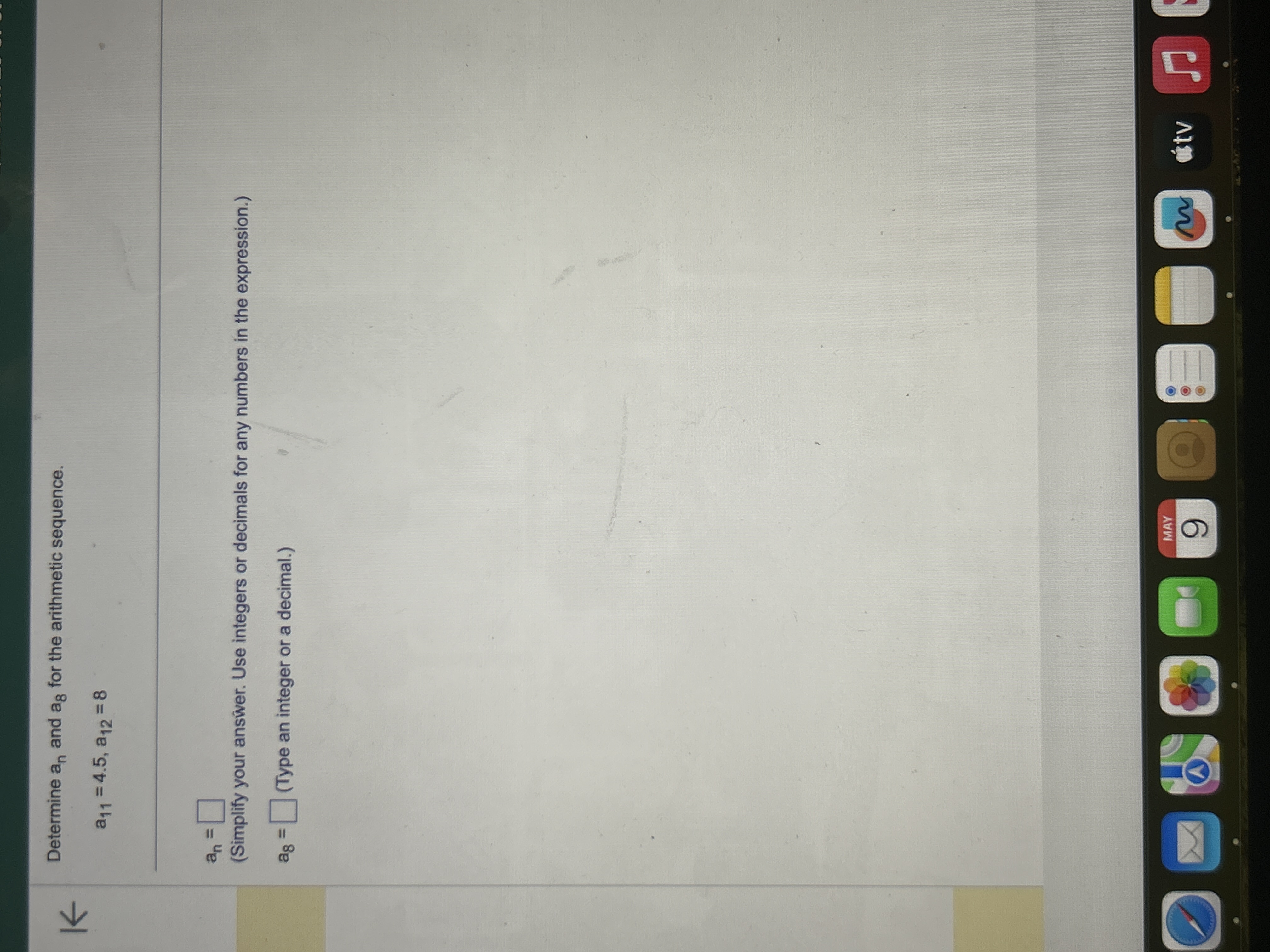 Solved Determine an ﻿and a8 ﻿for the arithmetic | Chegg.com