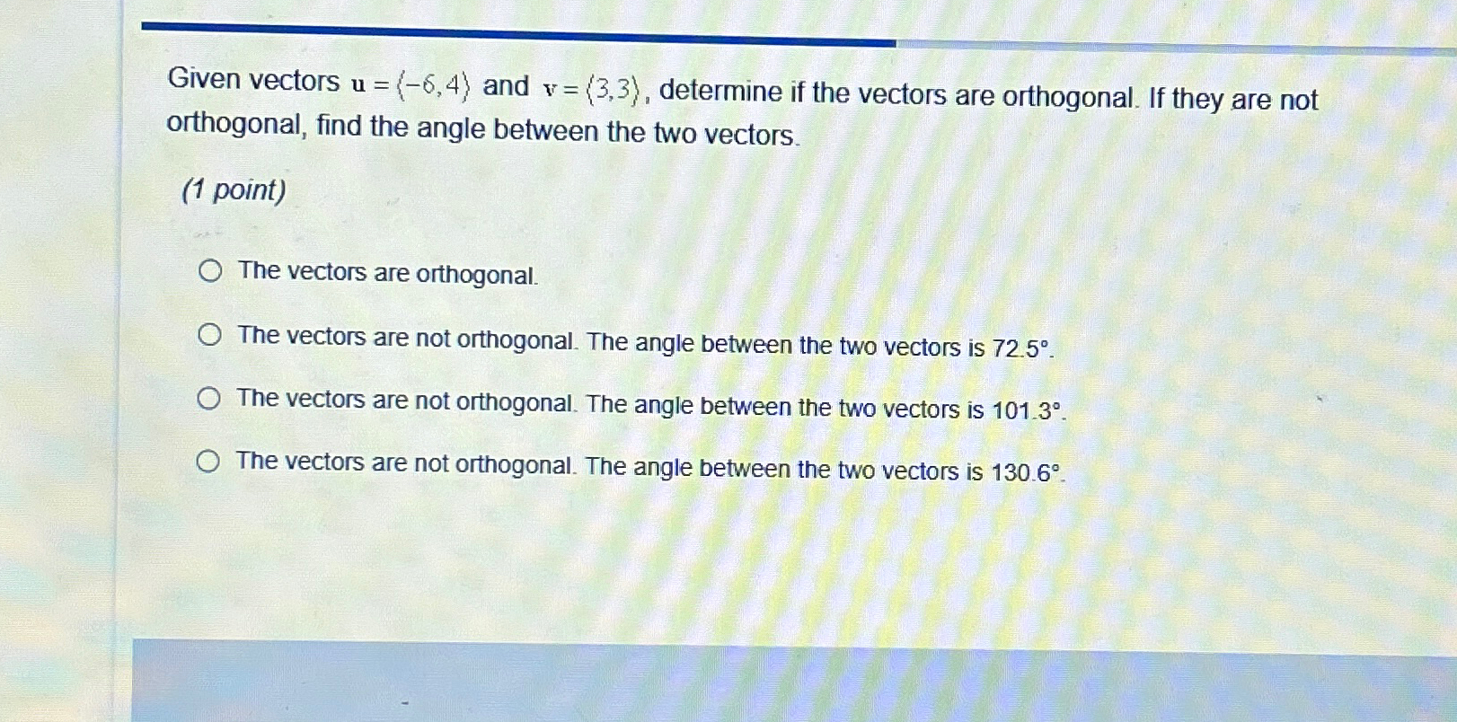 Solved Given vectors u=(:-6,4:) ﻿and v=(:3,3:), ﻿determine | Chegg.com