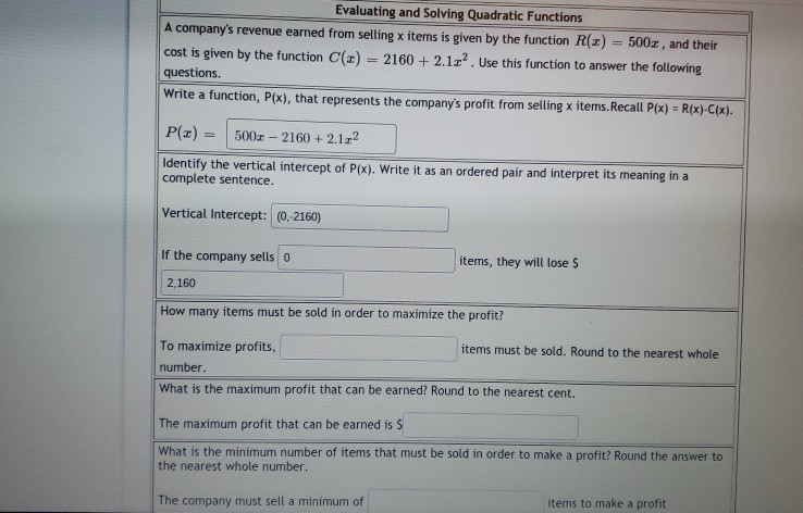 Solved Evaluating and Solving Quadratic Functions A | Chegg.com