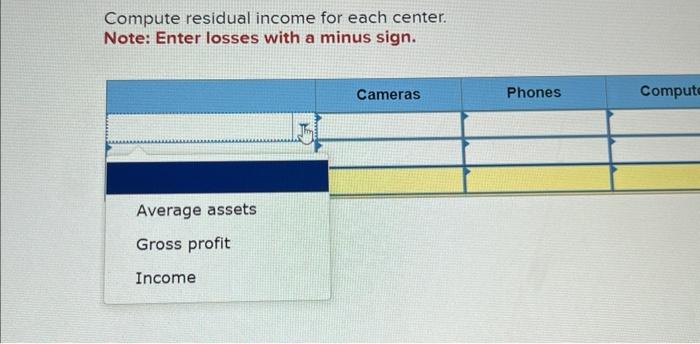 Solved Compute residual income for each center. Note: Enter | Chegg.com