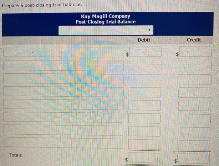 Solved Kay Magill Company had the following adjusted trial | Chegg.com