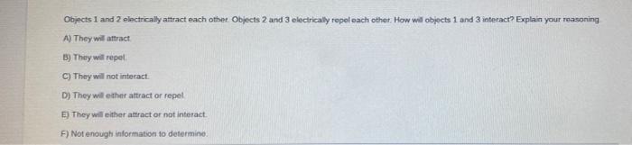 Solved Objects 1 and 2 electrically attract each other | Chegg.com