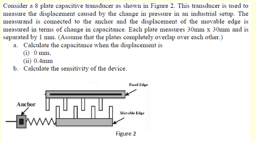 Solved Consider a 8 plate capacitive transducer as shown in | Chegg.com