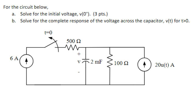 For the circuit below,a. ﻿Solve for the initial | Chegg.com