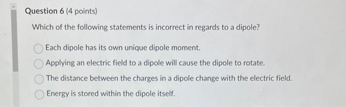 Solved Question 6 (4 points) Which of the following | Chegg.com