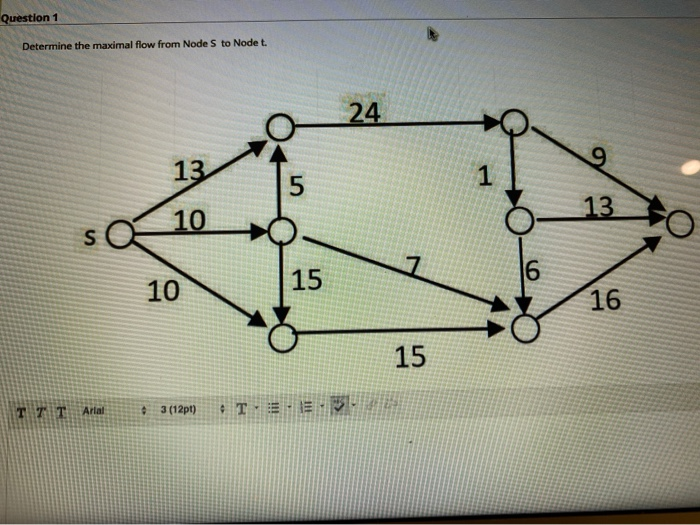 Solved Question 1 Determine the maximal flow from Node s to | Chegg.com