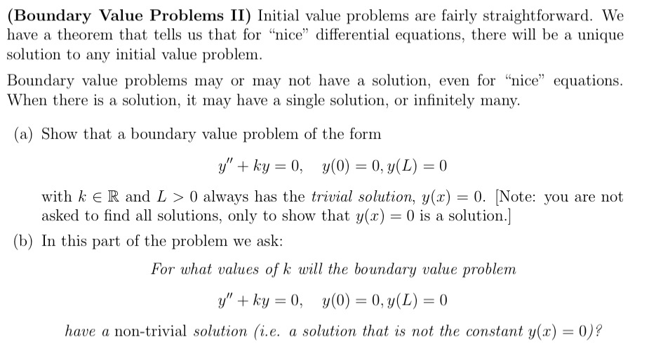 Solved (Boundary Value Problems II) ﻿Initial value problems | Chegg.com