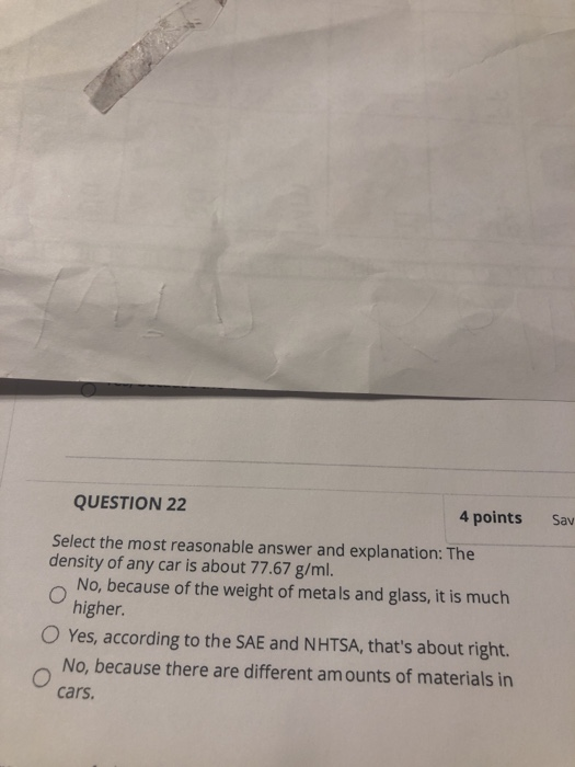 Solved Question 22 4 Points Sav Select The Most Reasonable