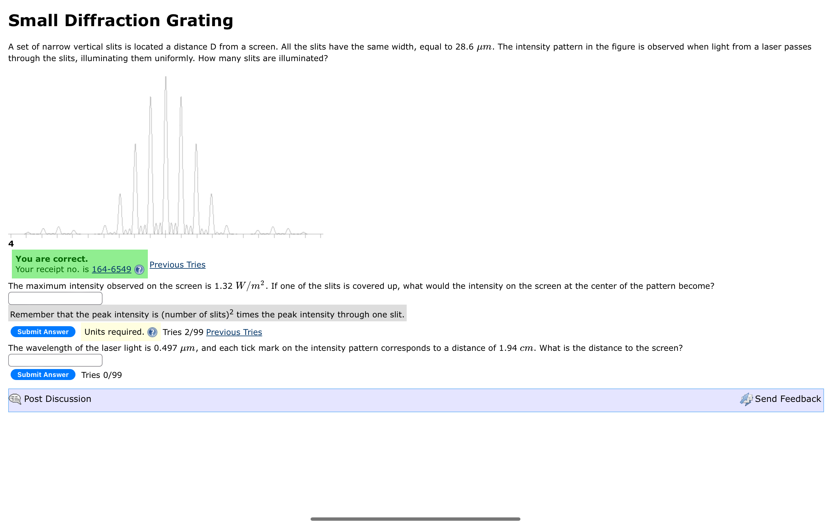 Solved Small Diffraction GratingA set of narrow vertical | Chegg.com
