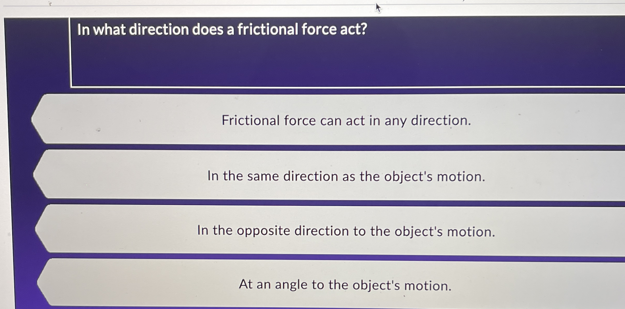 Solved In what direction does a frictional force | Chegg.com