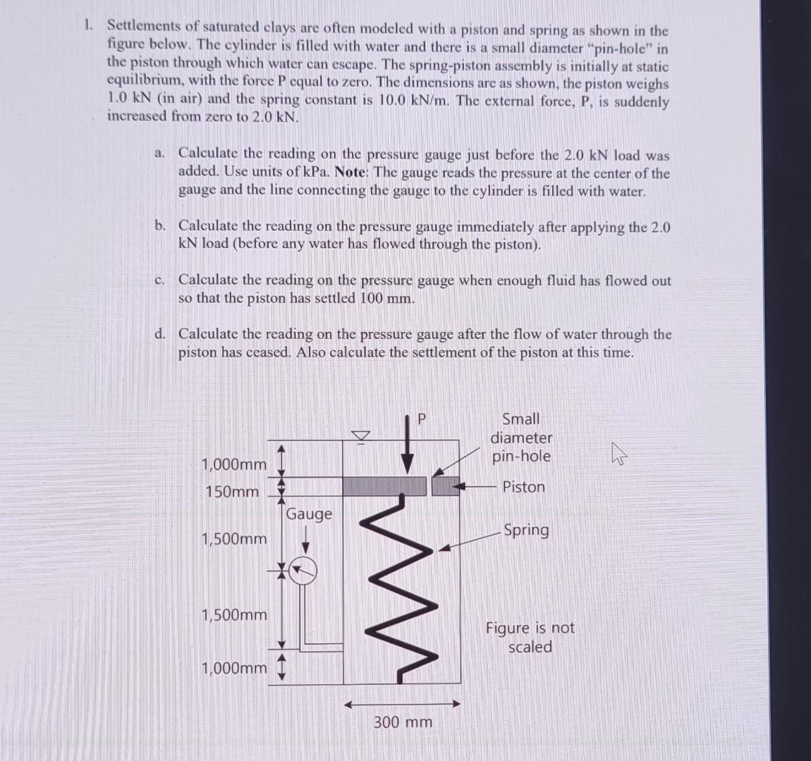 Solved 1. Settlements of saturated clays are often modeled | Chegg.com