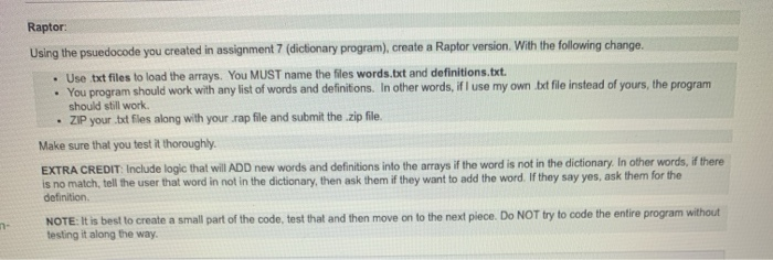 Solved Array Processing - Dictionary Program NOTE: | Chegg.com