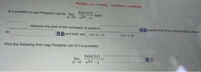 Solved Notation: ∞ infinity, undefined undefined Is it | Chegg.com