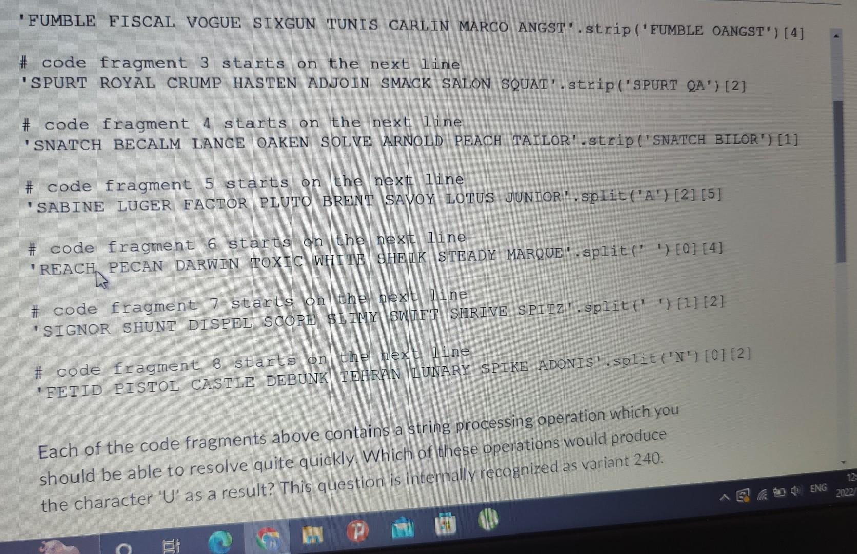 Solved ' FUMBLE FISCAL VOGUE SIXGUN TUNIS CARLIN MARCO | Chegg.com