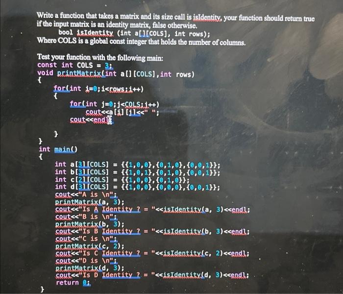 Solved Exercise 3: In linear algebra, the identity matrix of | Chegg.com