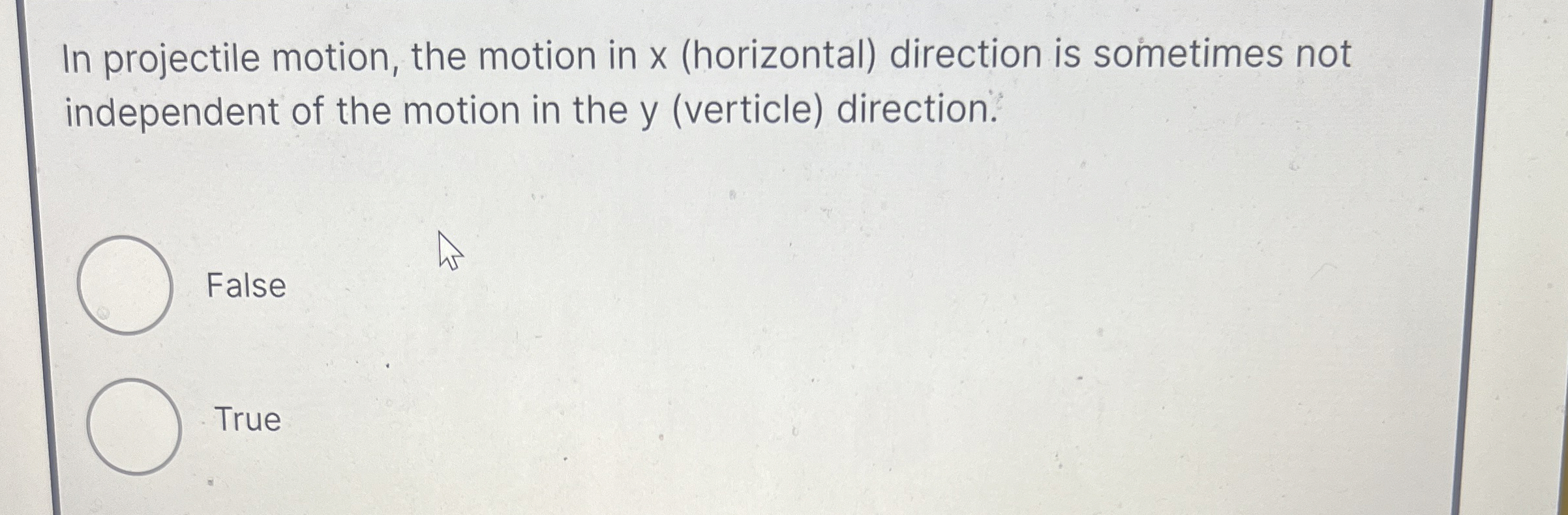 Solved In projectile motion, the motion in x (horizontal) | Chegg.com