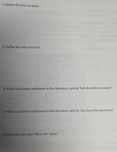 [Solved]: Define the term accuracy. Define the term precisio