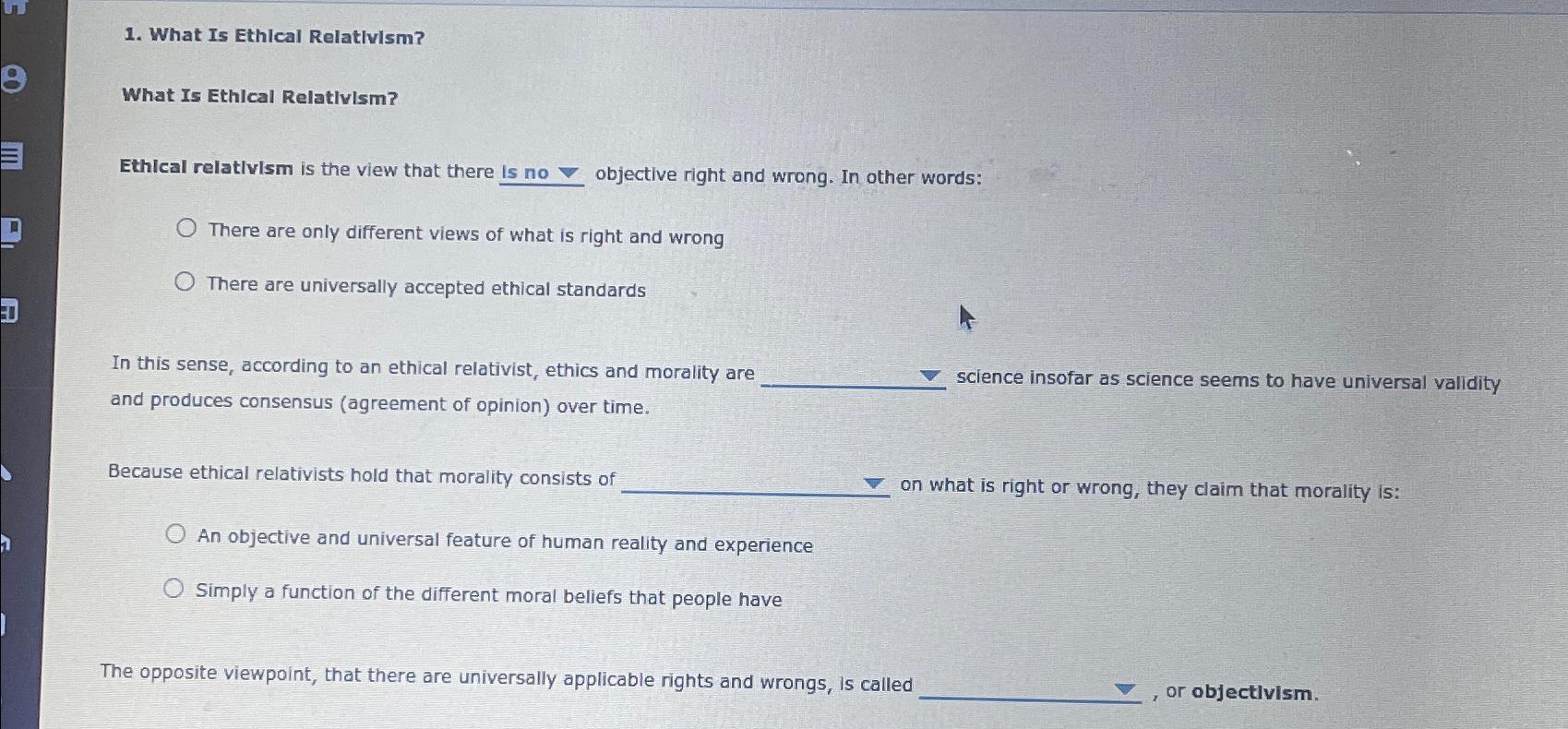 Solved What Is Ethlcal Relativism?What Is Ethical | Chegg.com