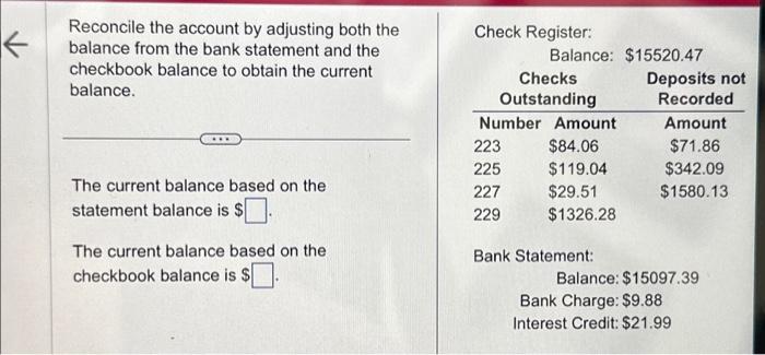 Solved Reconcile the account by adjusting both the balance | Chegg.com