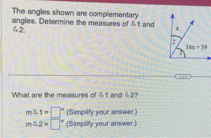 Solved The angles shown are complementary angles. Determine | Chegg.com