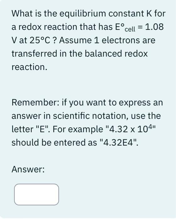 Solved What is the equilibrium constant \\( \\mathrm{K} \\) | Chegg.com
