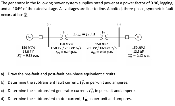 Solved The generator in the following power system supplies | Chegg.com