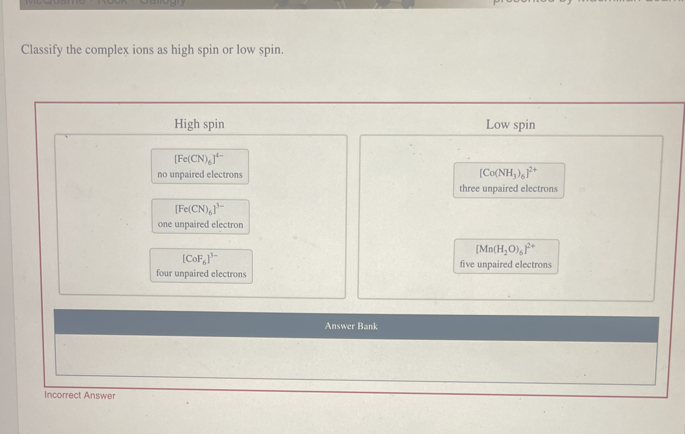 Solved Classify the complex ions as high spin or low | Chegg.com