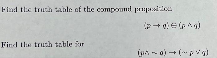 Solved discrete math Find the truth table of the compound | Chegg.com