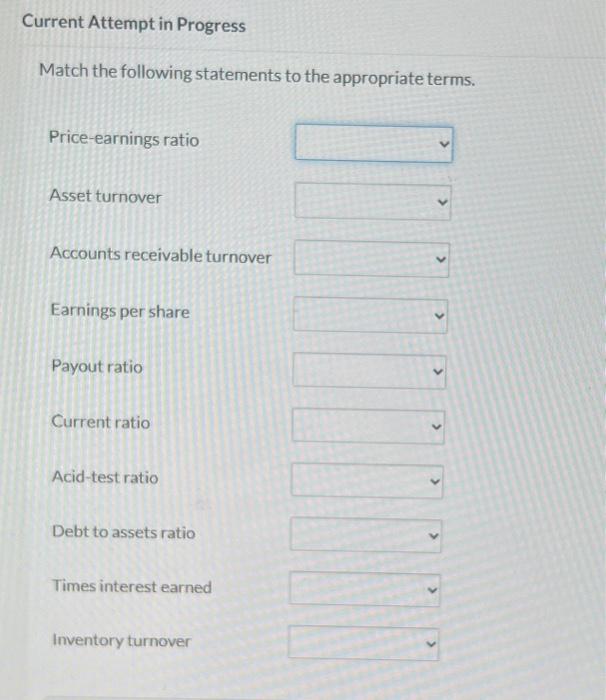 Solved Current Attempt in Progress Match the following | Chegg.com