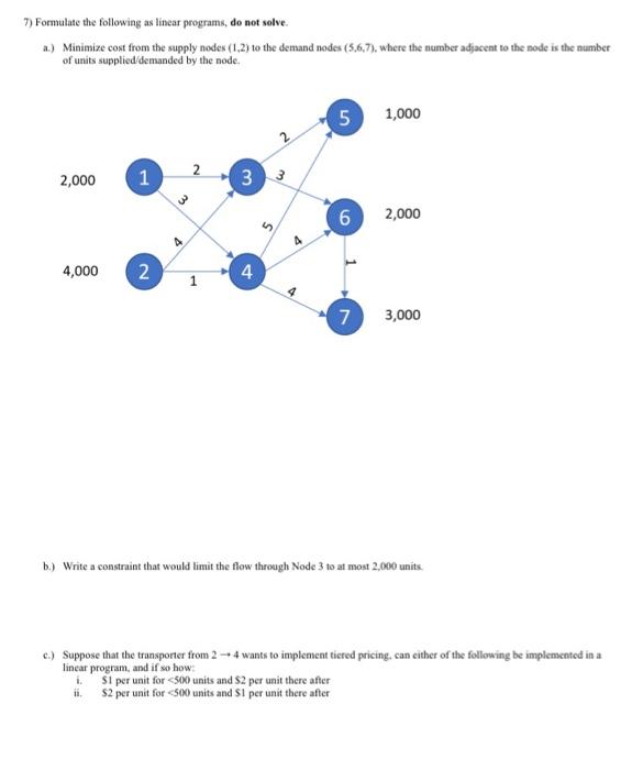 Solved 7) Formulate the following as linear programs, do not | Chegg.com