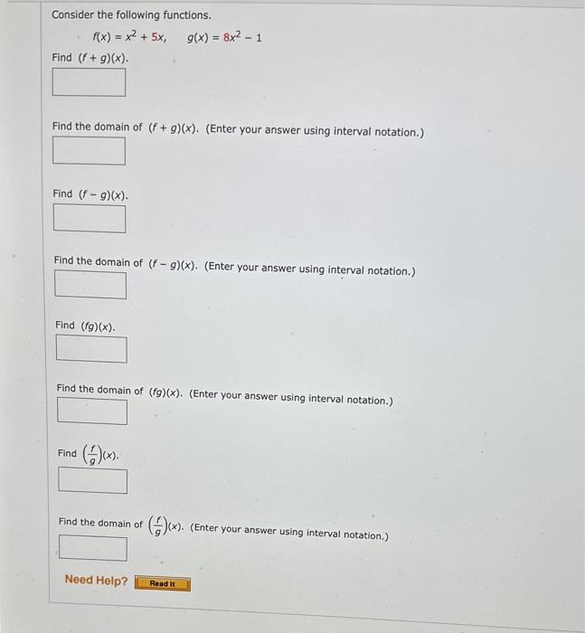 Solved Consider the following functions. | Chegg.com