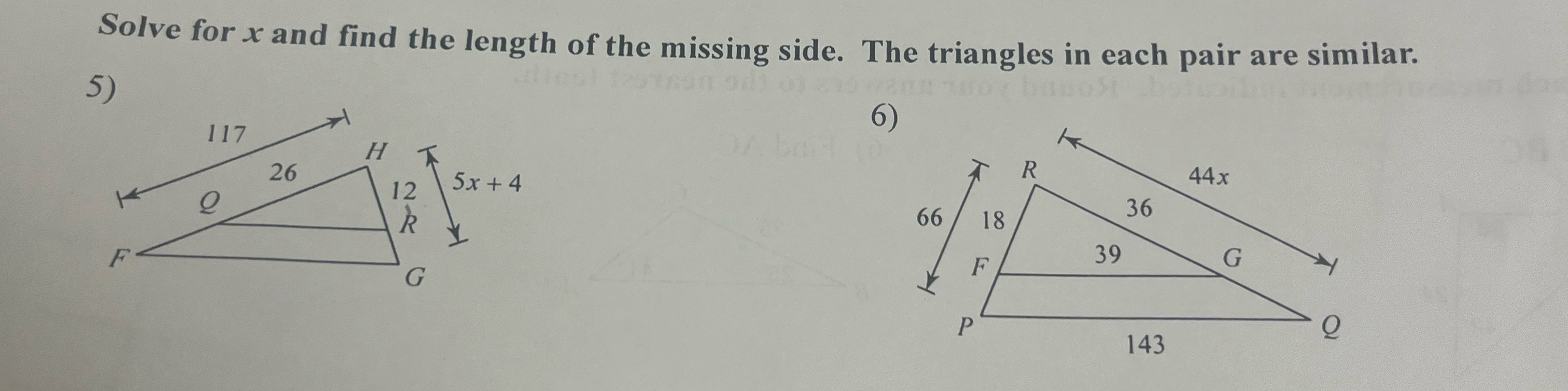 Solved Solve for x ﻿and find the length of the missing side. | Chegg.com