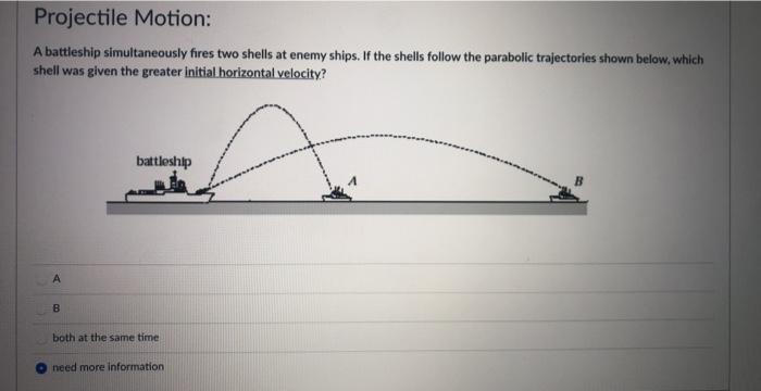 Solved Projectile Motion: A battleship simultaneously fires | Chegg.com