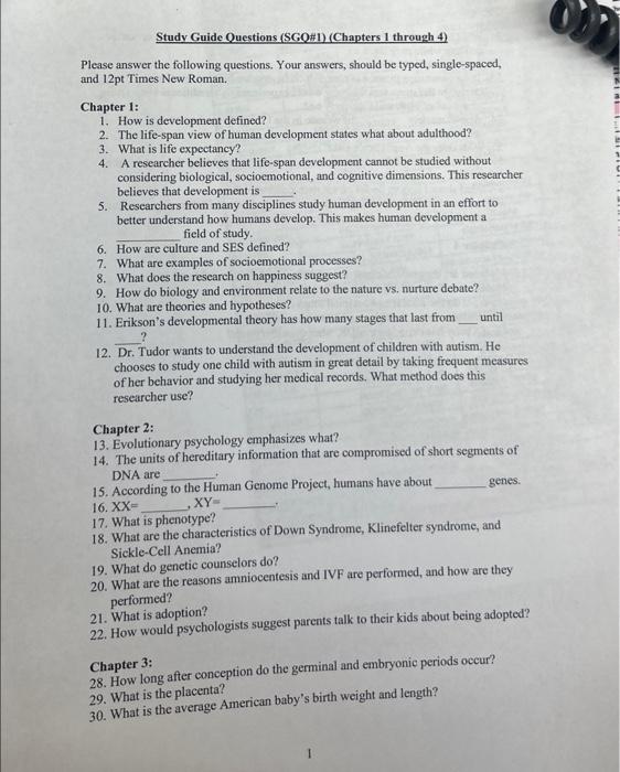 Solved Study Guide Questions (SGQ#1) (Chapters 1 through 4) | Chegg.com