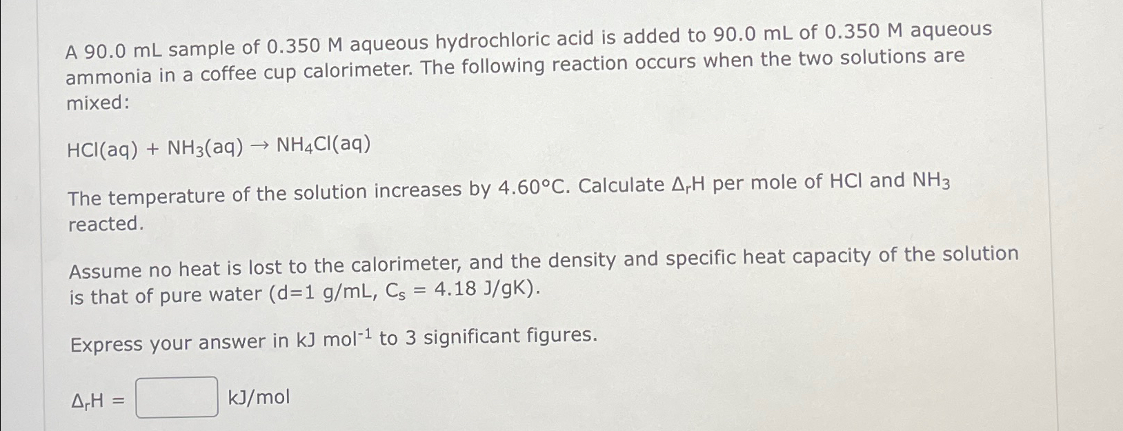 A 90.0mL ﻿sample of 0.350M ﻿aqueous hydrochloric acid | Chegg.com