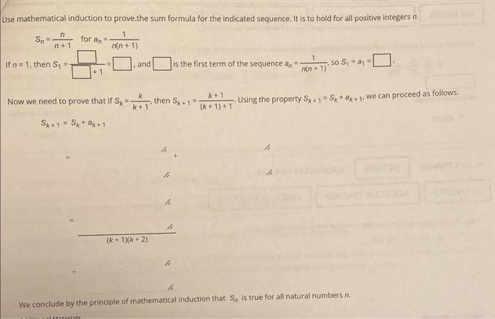 Solved Use mathematical induction to prove.the sum formula | Chegg.com