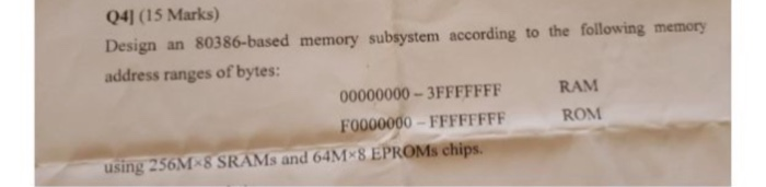Solved 04] (15 Marks) Design an 80386-based memory subsystem | Chegg.com