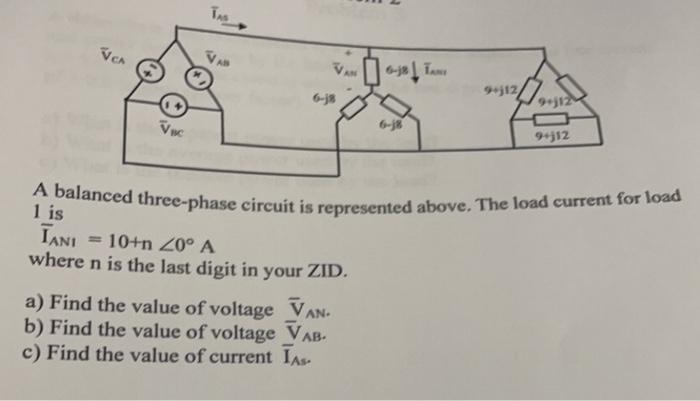 Solved A balanced three-phase circuit is represented above. | Chegg.com
