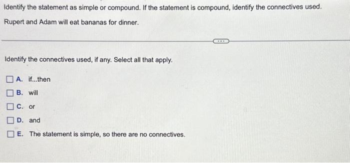 Identify the following statement as simple or | Chegg.com