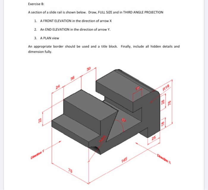 Solved Exercise A: A section of a slide rail is shown below. | Chegg.com