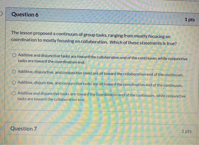 Solved Question 6 1 pts The lesson proposed a continuum of | Chegg.com