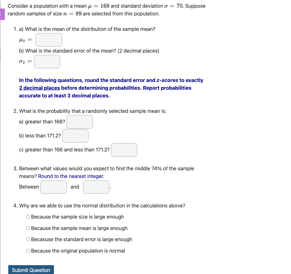 Solved Consider a population with a mean μ=168 ﻿and standard | Chegg.com