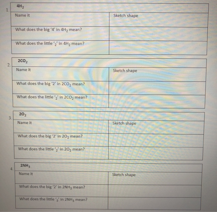 Solved 4H2 Name it Sketch shape What does the big '4' in 4H2 | Chegg.com
