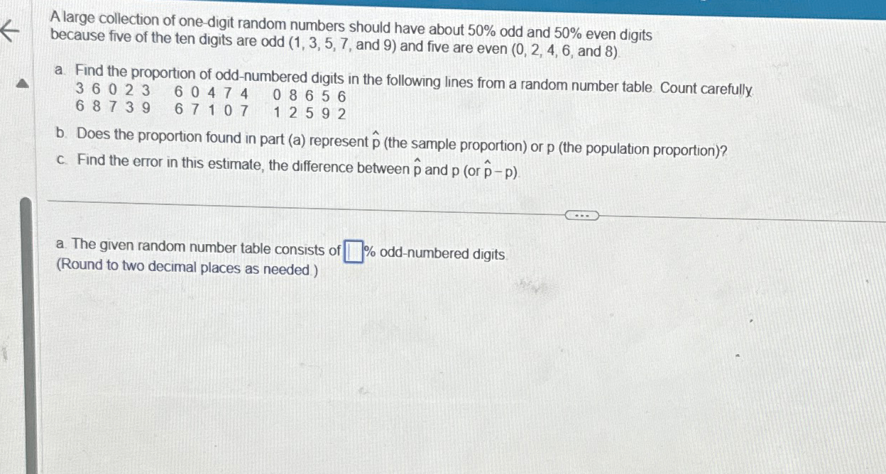 Solved A large collection of one-digit random numbers should | Chegg.com