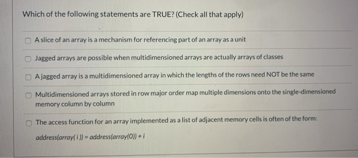 Solved Which of the following statements are TRUE? (Check | Chegg.com