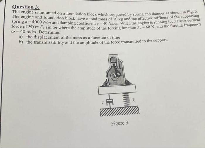 Solved Question 3: The engine is mounted on a foundation | Chegg.com