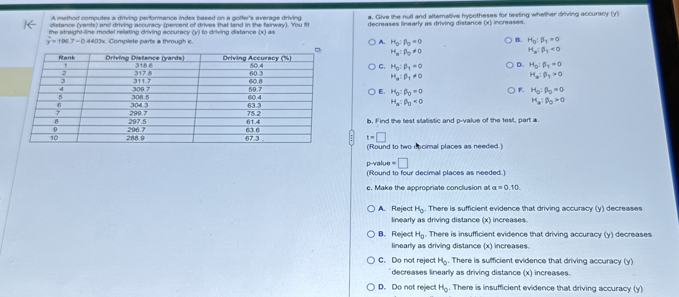 Solved A Method Computes A Driving Performance Index Based 0769